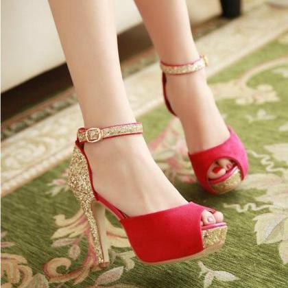 Rhinestone Tassel Shiny High Heels on Luulla